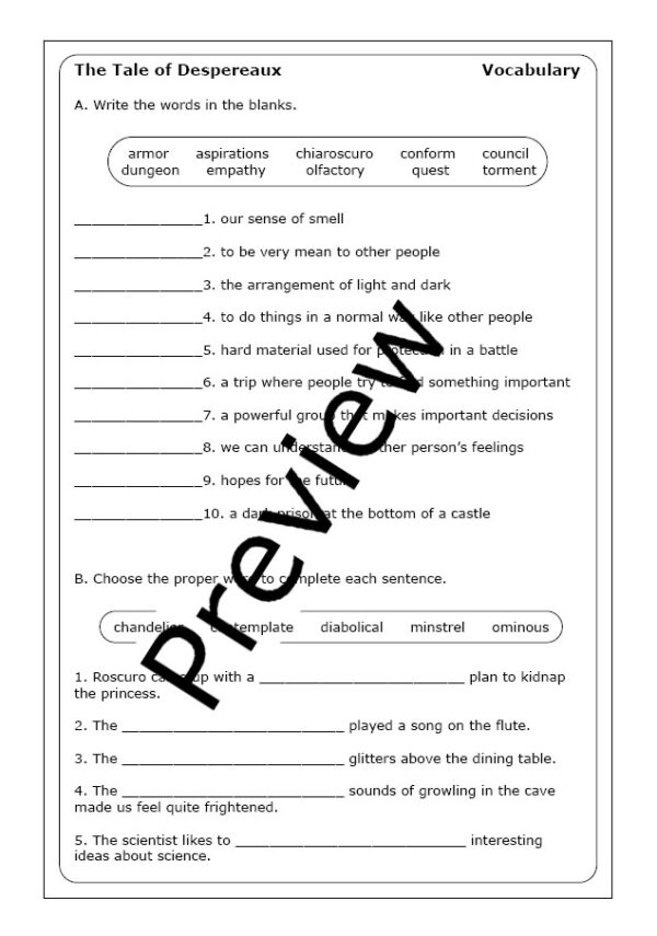 Kate DiCamillo "The Tale of Despereaux" worksheets | Made By Teachers