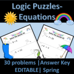 Spring Solving One and Two Step Equations | Logic Puzzles | Algebra 1 ...