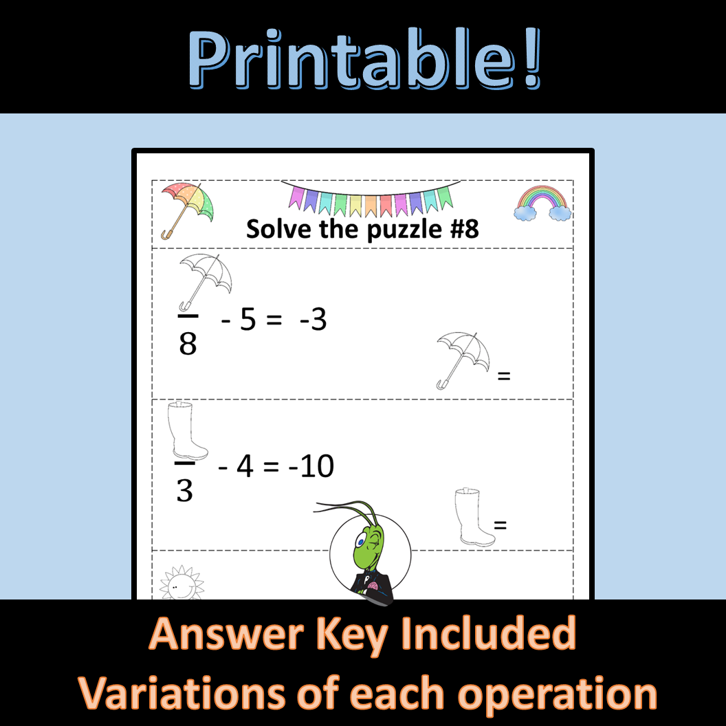 Spring Solving One and Two Step Equations | Logic Puzzles | Algebra 1 ...