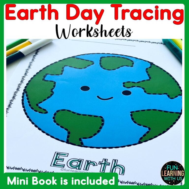 Earth Day Picture Tracing & Coloring Fine Motor Worksheets | Made By ...