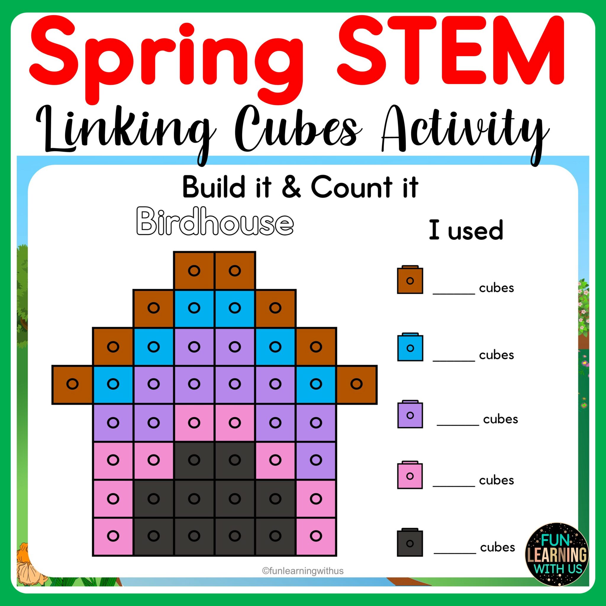 Spring Linking Cubes Mats | Fine motor Skill or STEM Center Mats | Made ...