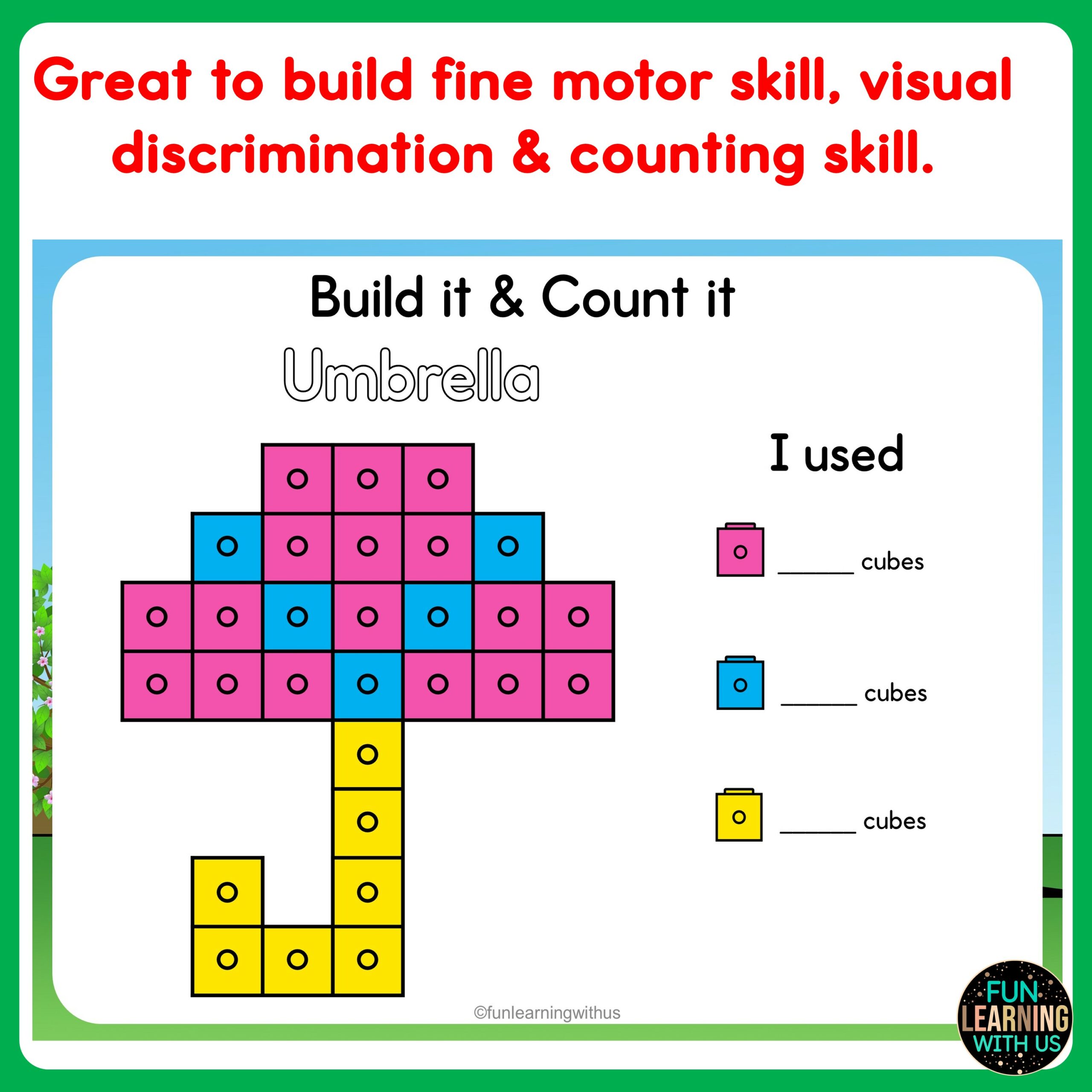 Spring Linking Cubes Mats | Fine motor Skill or STEM Center Mats | Made ...