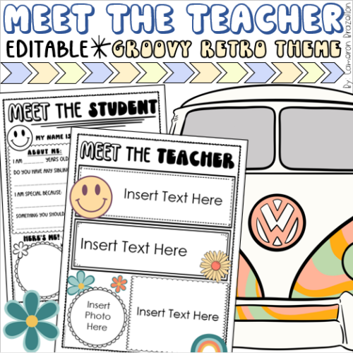 Meet the Teacher Editable Handout Back to School About Me Groovy Retro ...