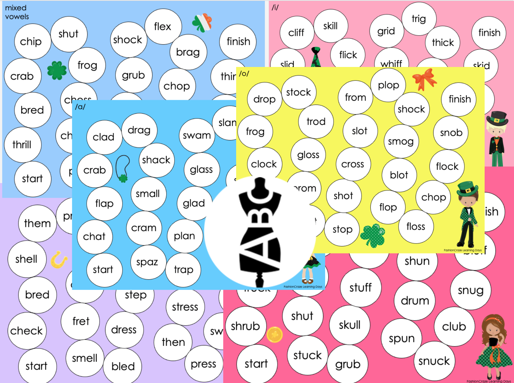 St Patricks Day Short Vowel Games with Blends and Digraphs | Made By ...
