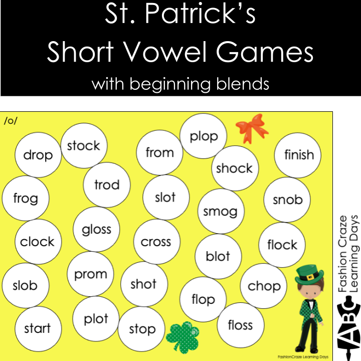 St Patricks Day Short Vowel Games with Blends and Digraphs | Made By ...