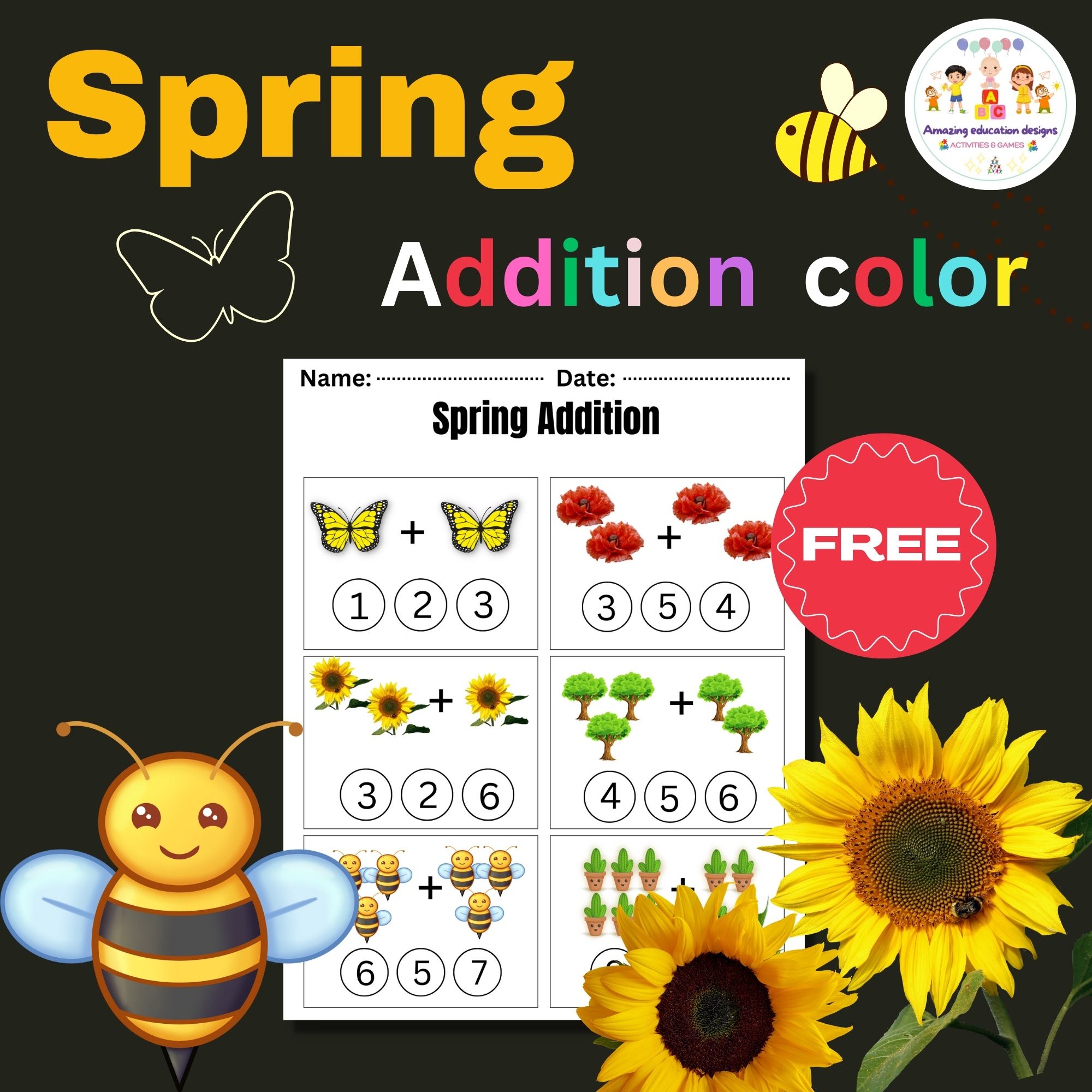 Spring Addition Color Worksheet FREE | Made By Teachers