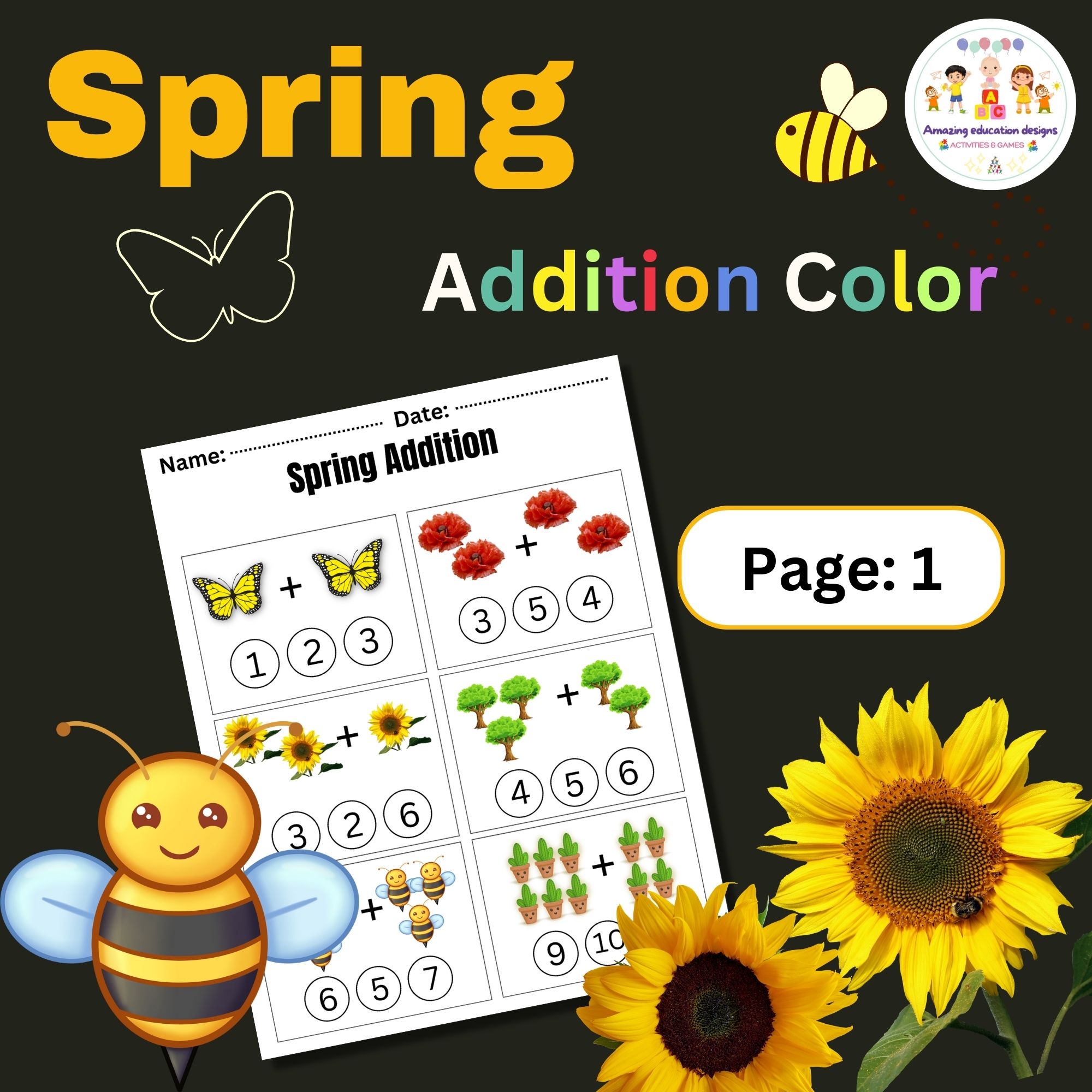Spring Addition Color Worksheet FREE | Made By Teachers