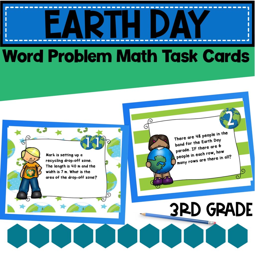 Earth Day Word Problem Math Task Cards 3rd grade Test Prep | Made By ...