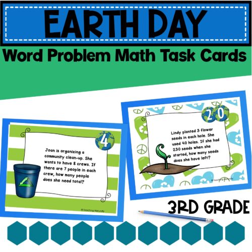 Earth Day Word Problem Math Task Cards 3rd grade Test Prep | Made By ...