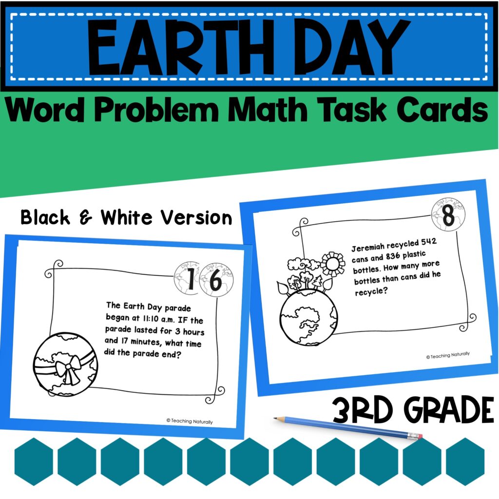 Earth Day Word Problem Math Task Cards 3rd grade Test Prep | Made By ...