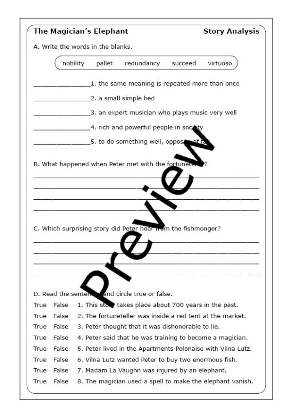 Kate DiCamillo "The Magician's Elephant" worksheets | Made By Teachers