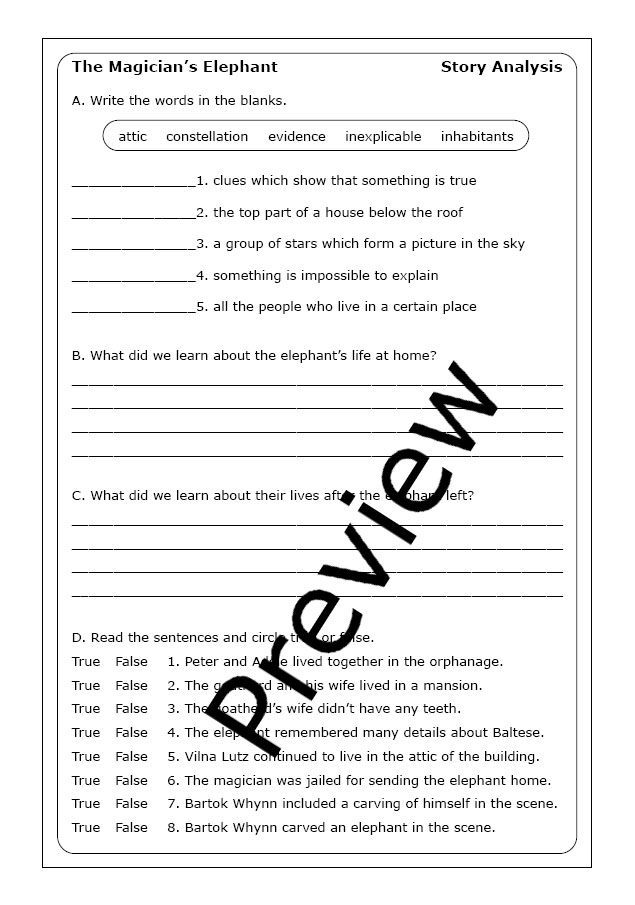 Kate DiCamillo "The Magician's Elephant" worksheets | Made By Teachers