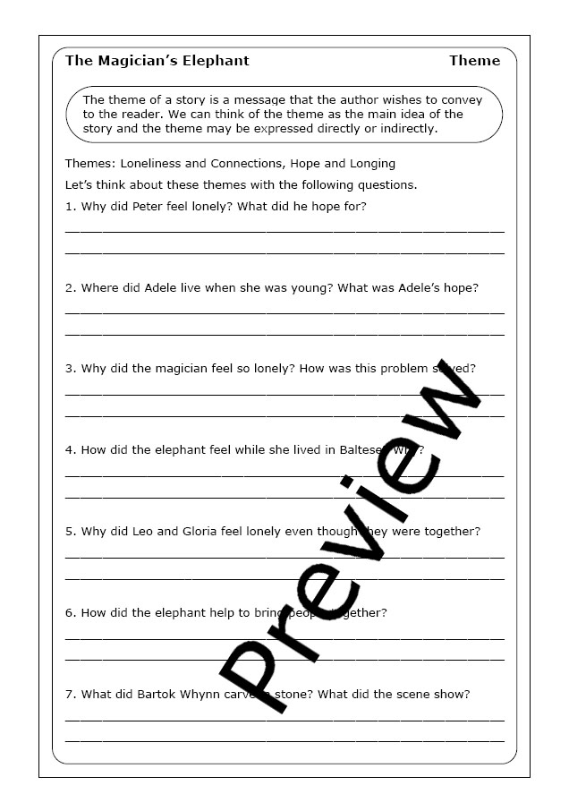 Kate DiCamillo "The Magician's Elephant" worksheets | Made By Teachers