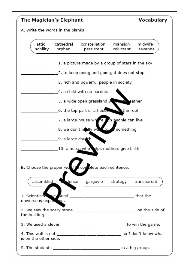 Kate DiCamillo "The Magician's Elephant" worksheets | Made By Teachers