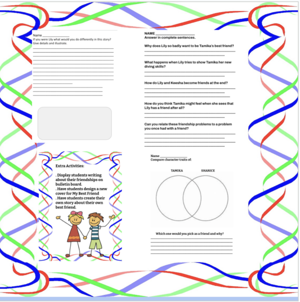 MY BEST FRIEND - by Mary Ann Rodman - READING AND ACTIVITIES PACKET ...