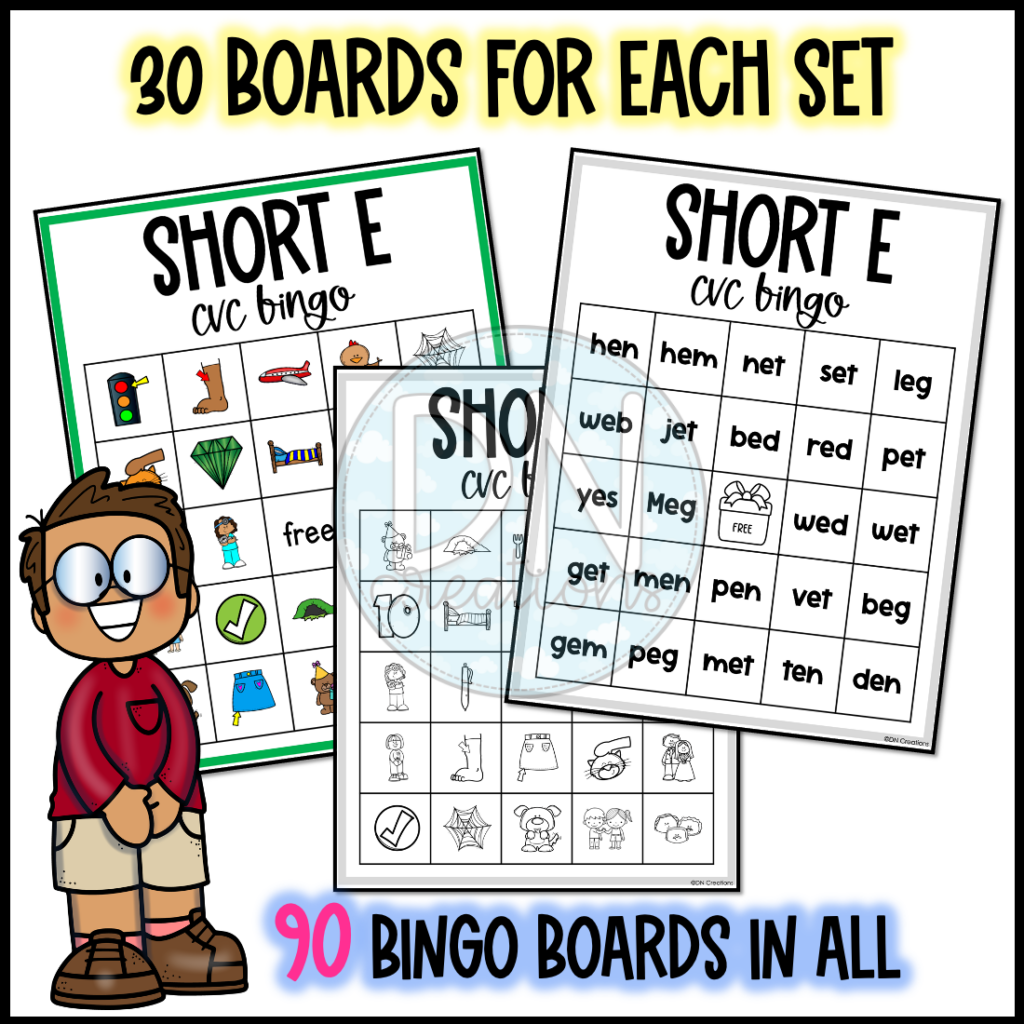 CVC Bingo for SHORT E Game l Short Vowels Game l Science of Reading ...