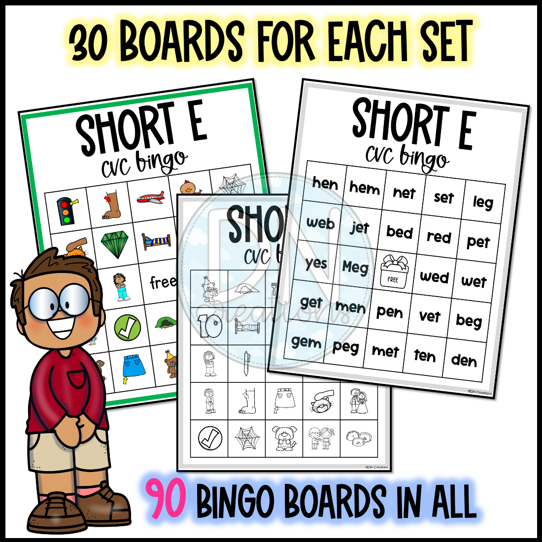 CVC Bingo for SHORT E Game l Short Vowels Game l Science of Reading ...
