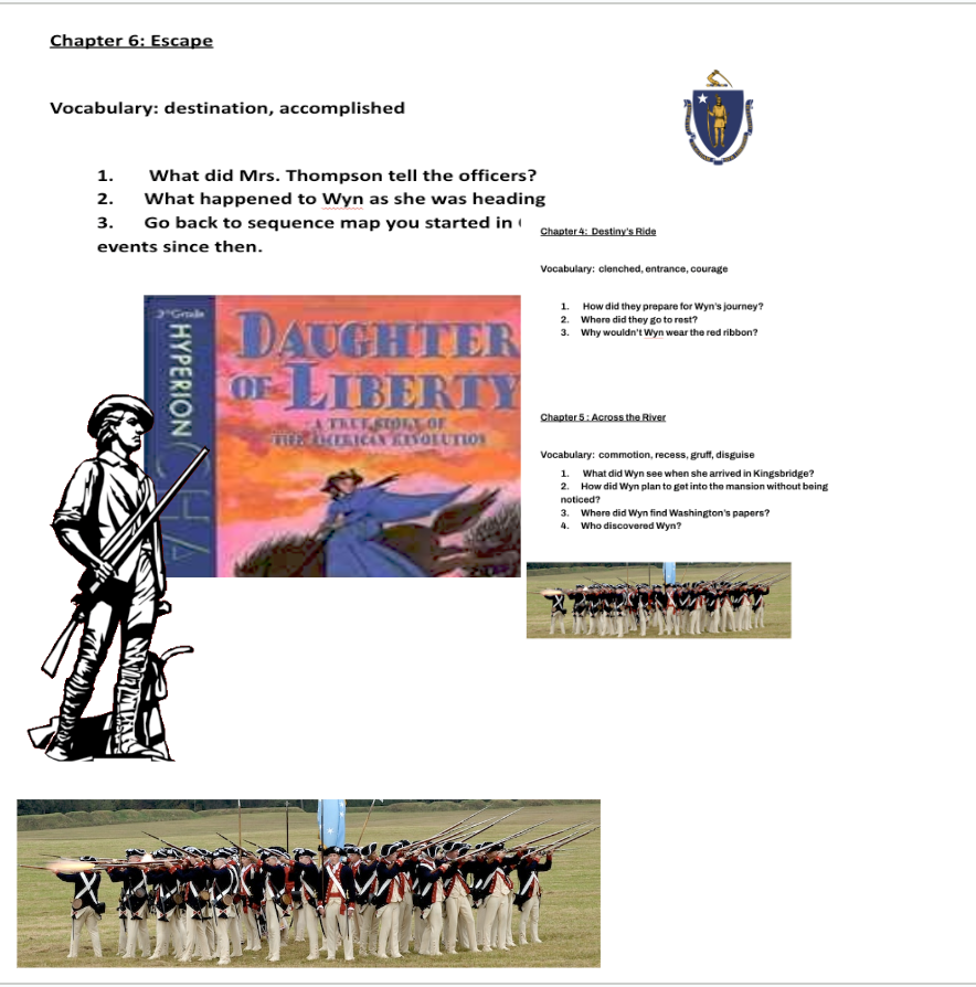 DAUGHTER OF LIBERTY by Robert Quackenbush READING COMPREHENSION WITH ...