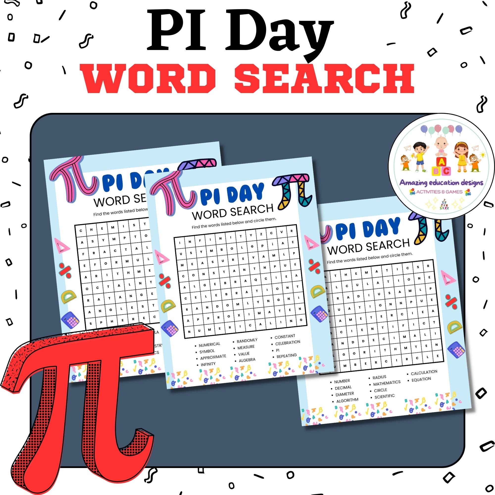 WORD SEARCH Pi Day | Made By Teachers