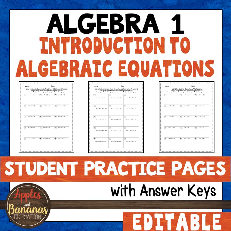 Algebra 1 Equations Worksheets