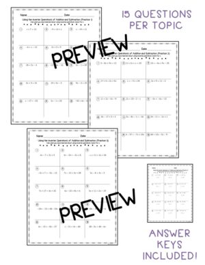 Introduction to Algebraic Equations - Editable Student Practice Pages ...