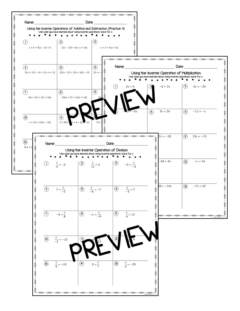 Introduction to Algebraic Equations - Editable Student Practice Pages ...