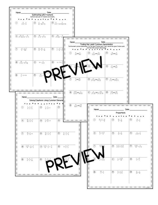 Adding and Subtracting Rational Expressions - Editable Student Practice ...