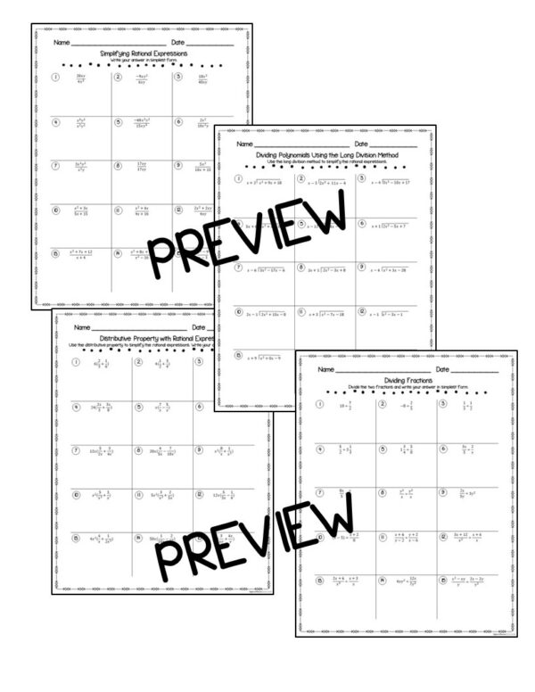 Multiplying and Dividing Rational Expressions - Editable Student ...