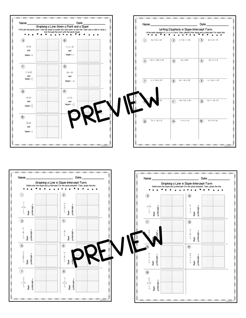 Graphing Lines and Linear Equations - Editable Student Practice Pages ...