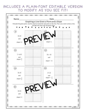 Graphing Lines and Linear Equations - Editable Student Practice Pages ...