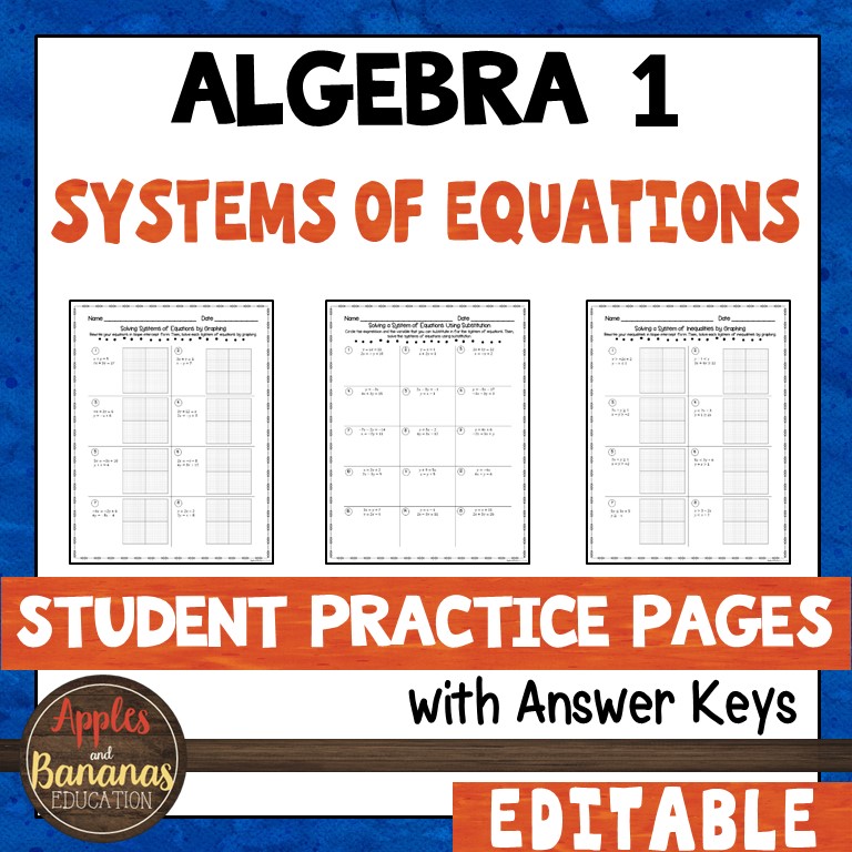 Systems of Equations - Editable Student Practice Pages | Made By Teachers