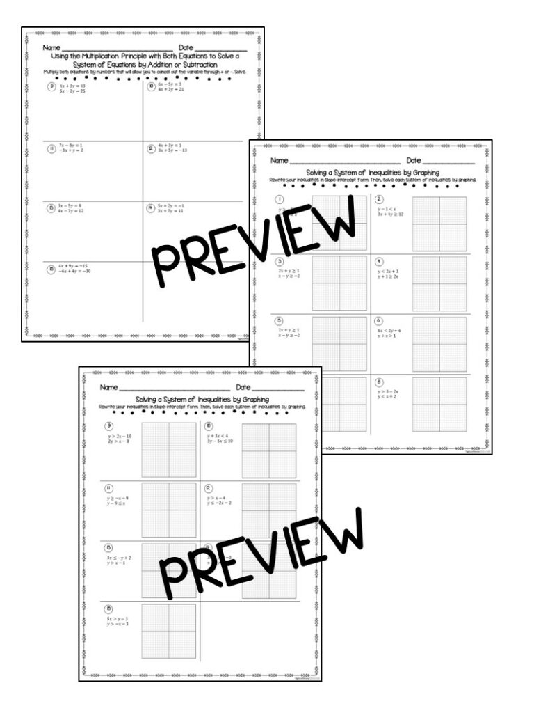 Systems of Equations - Editable Student Practice Pages | Made By Teachers