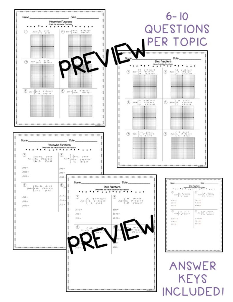 Nonlinear Functions - Editable Student Practice Pages | Made By Teachers