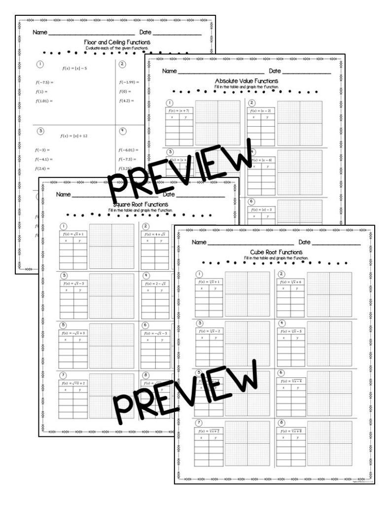 Nonlinear Functions - Editable Student Practice Pages | Made By Teachers