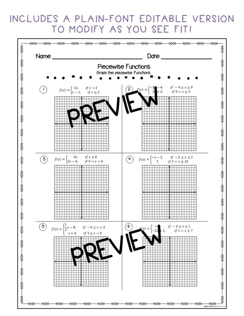 Nonlinear Functions - Editable Student Practice Pages | Made By Teachers