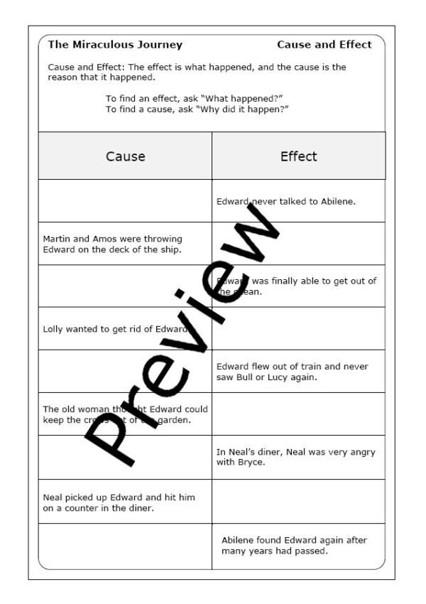 Kate DiCamillo "The Miraculous Journey of Edward Tulane" worksheets ...