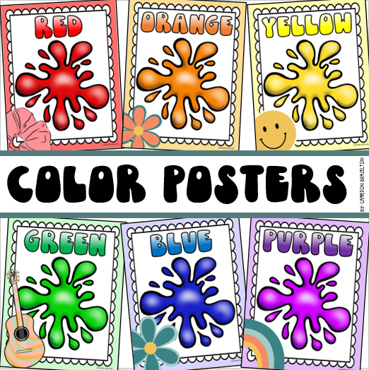 Color Posters Signs Bulletin Board Groovy Retro Vibes Theme | Made By ...