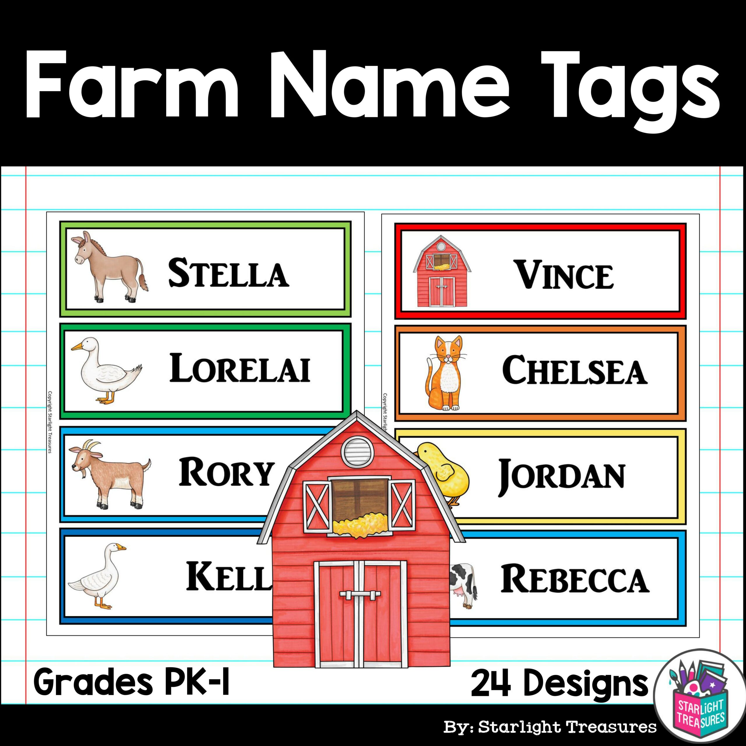 Farm Desk Name Tags - Editable | Made By Teachers