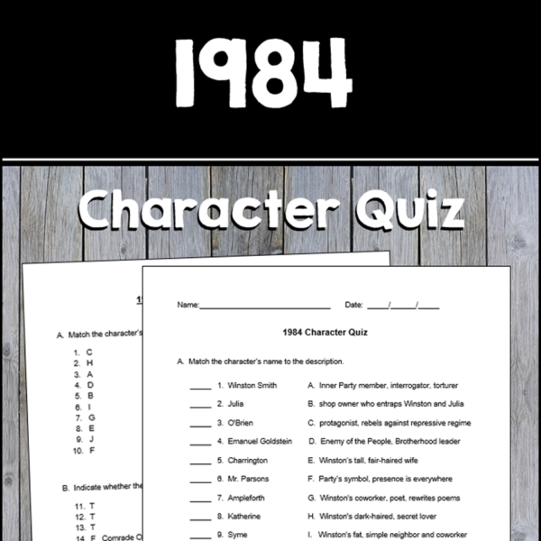 1984 Character Quiz with Answer Key | Made By Teachers