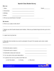 First Day Student Survey (Printable and Google Form) | Made By Teachers