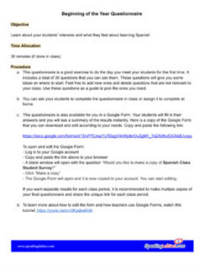 First Day Student Survey (Printable and Google Form) | Made By Teachers