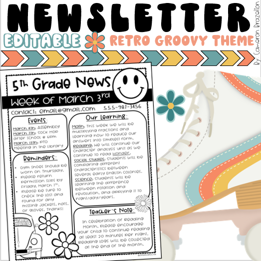 Weekly Classroom Newsletter Groovy Retro Vibes Theme EDITABLE | Made By ...