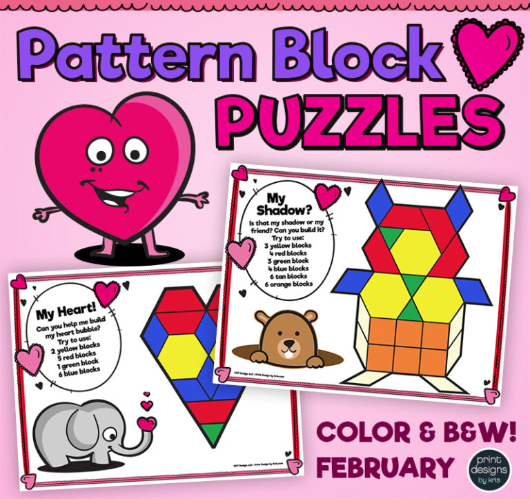 Pattern Block Puzzles • Math Shape Puzzles • February Winter Theme ...
