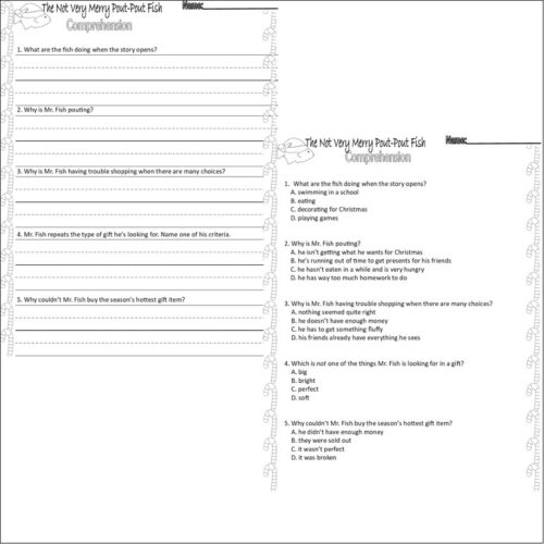 Not Very Merry Pout-Pout Fish Christmas Comprehension Quiz Test ...