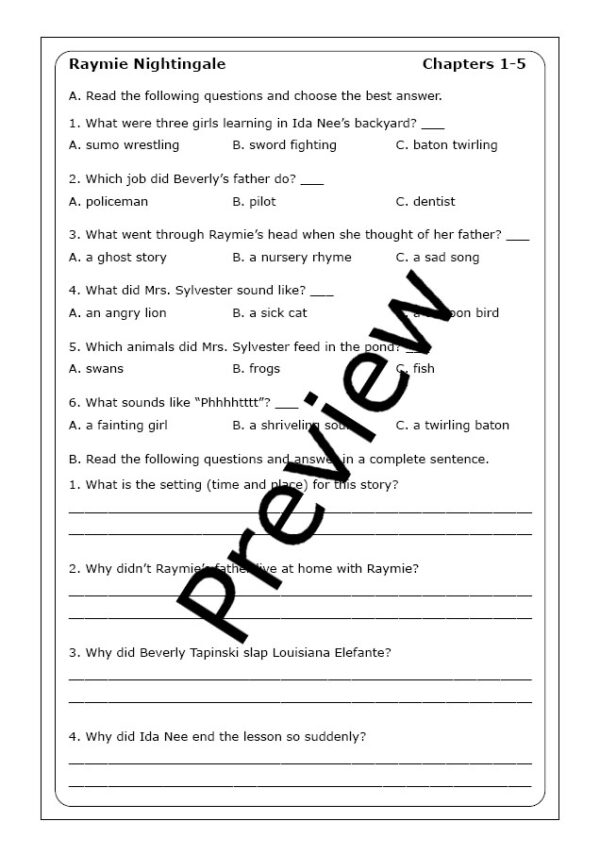 Kate DiCamillo "Raymie Nightingale" worksheets | Made By Teachers