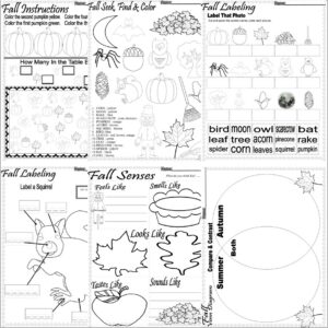 Fall Autumn Activities Worksheets Writing Vocabulary Spelling Math 40pg ...