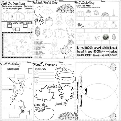 Fall Autumn Activities Worksheets Writing Vocabulary Spelling Math 40pg ...