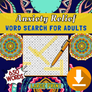 Anxiety Relief Word Search For Adults: Inspirational Puzzles Book for ...