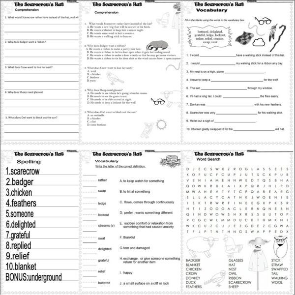 The Scarecrow’s Hat Fall Book Study Companion Reading Comprehension ...