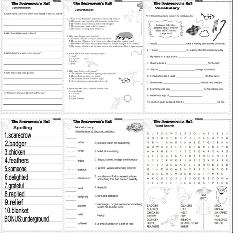 The Scarecrow’s Hat Fall Book Study Companion Reading Comprehension ...